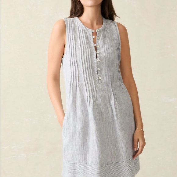 Faherty | Dresses | Faherty Isha Dress In Blue Mini Stripe Medium ...
